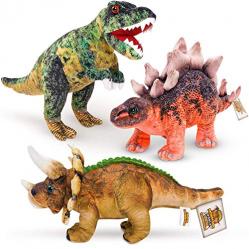 3 x Jumbo Soft Toy Dinosaurs - Prehistoric World