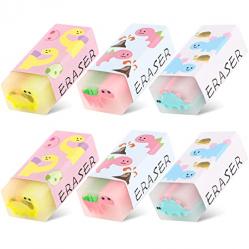 6 x Cute Dinosaur Rubbers