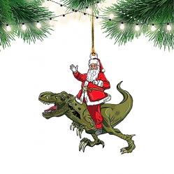 Santa Riding T-Rex Christmas Tree Decoration