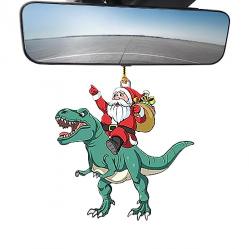 T-Rex Christmas Tree Ornament - Santa Riding a Dinosaur