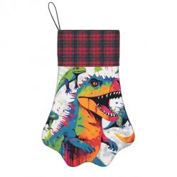 Colorful Dinosaurs Christmas Pet Paw Stocking
