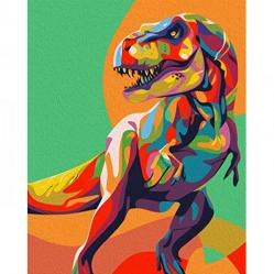 paint by numbers t-rex acrylic painting kit